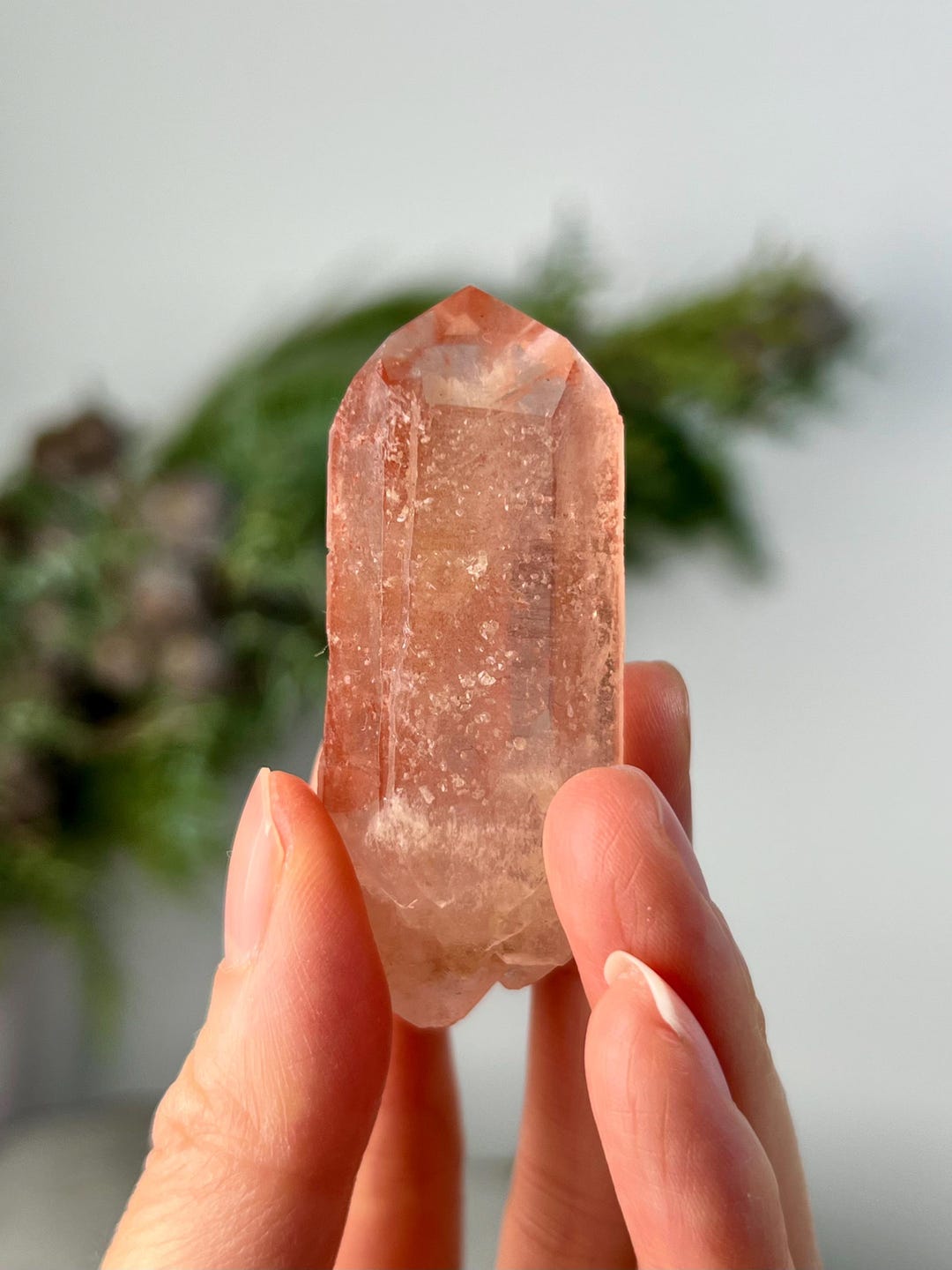 Grade AA Natural Pink Lemurian Quartz DT Point, Self-healed, Soulmate ...