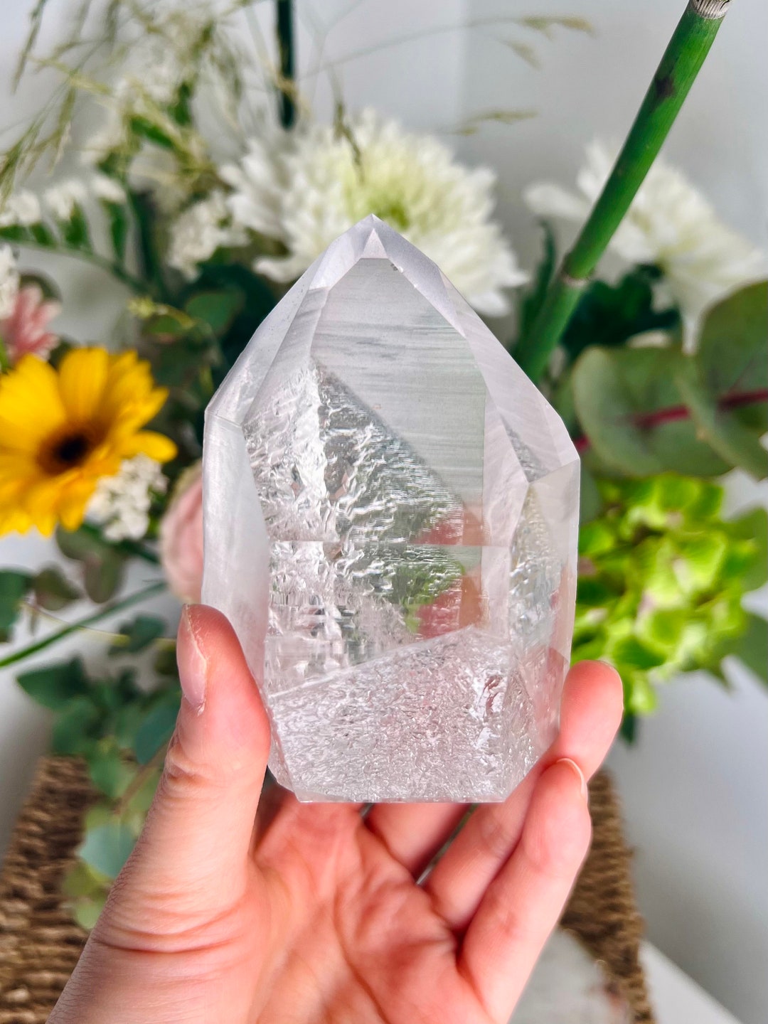 Grade AAA Lemurian Tower With Barcodes and Self-healed - Semi-polished ...