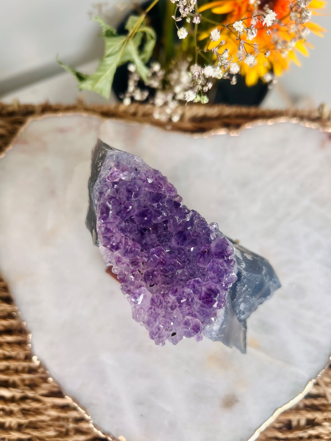 Natural Amethyst Cluster With Agate Base From Brazil 357g, Crystal ...