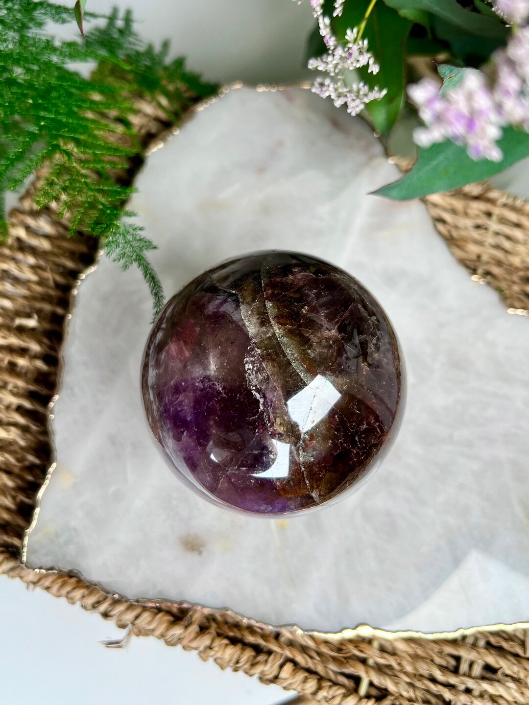 Grade AA+ Super Seven Sphere on Stand - A Cosmic Conduit of Superior ...