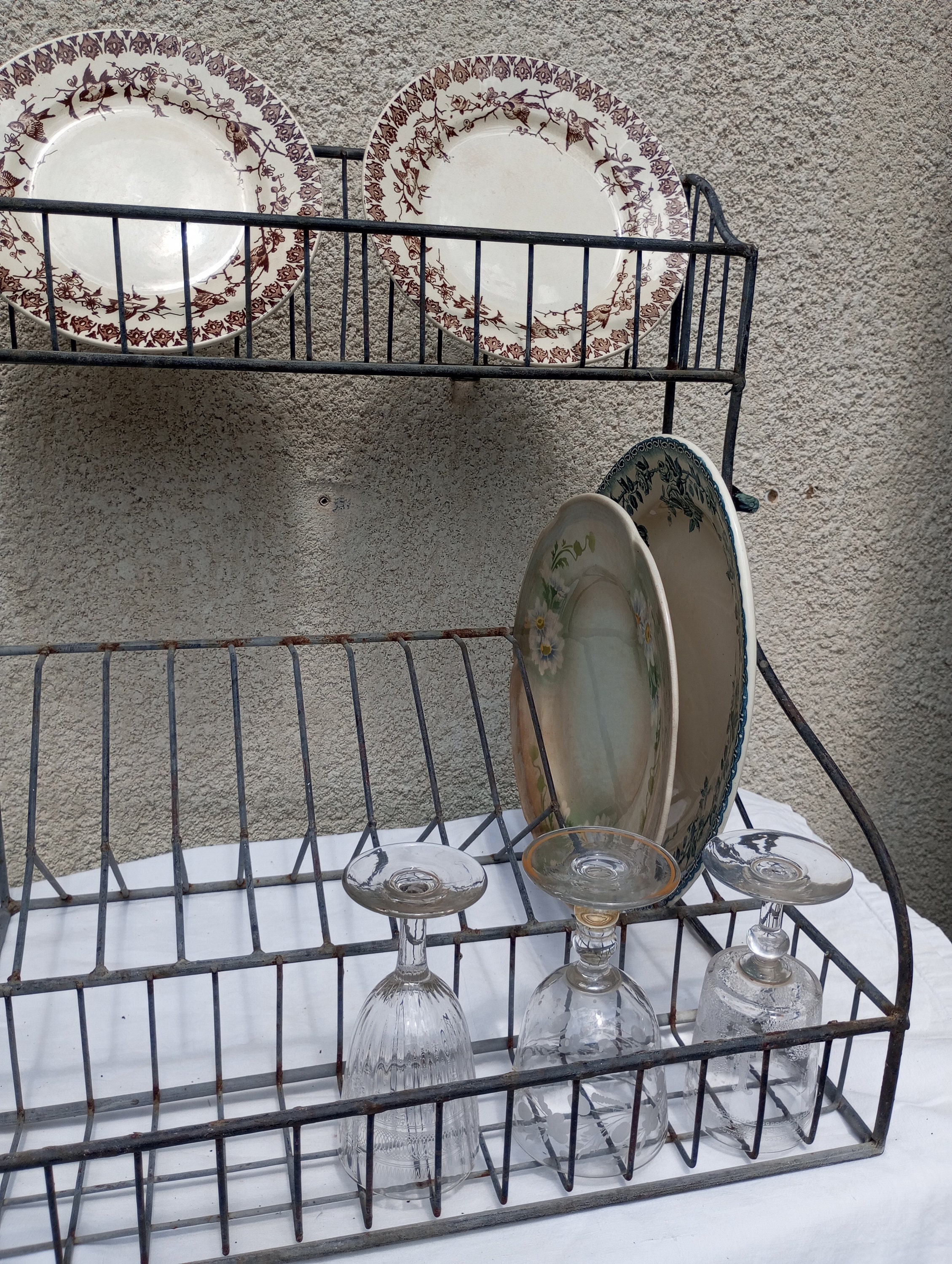 Vintage French Metal Wire Dish Drying Rack Drainer - Etsy