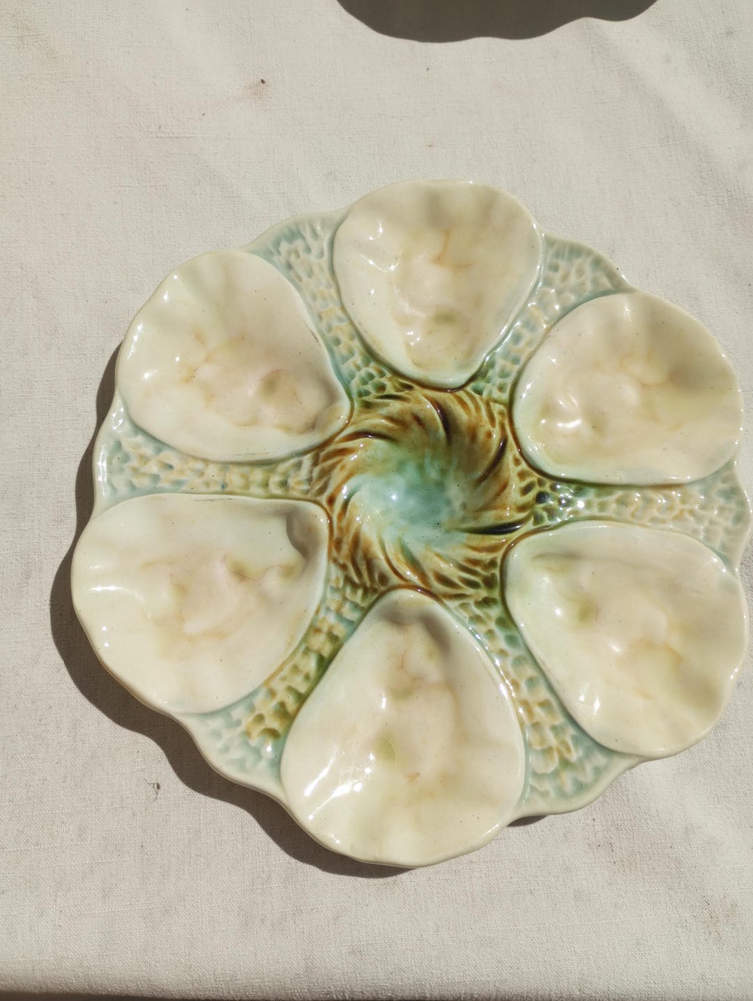 French Majolica Barbotine Oyster Plate , Plaque D’ Huitre, French ...