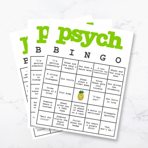 Psych TV Show Bingo . Psych Bingo . Digital Download . Psych - Etsy