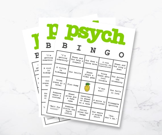 Psych TV Show Bingo . Psych Bingo . Digital Download . Psych | Etsy