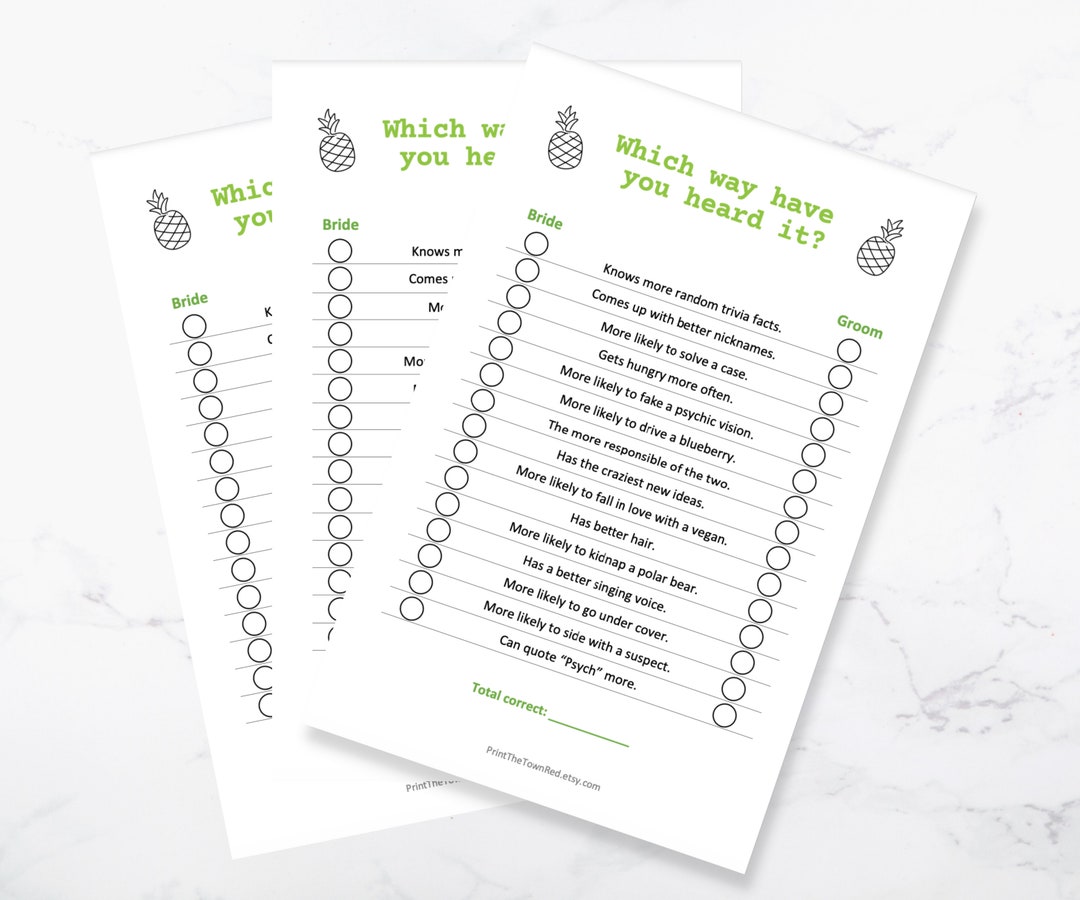 Psych TV Show Party Game . Psych Bachelorette . Printable Bachelorette ...