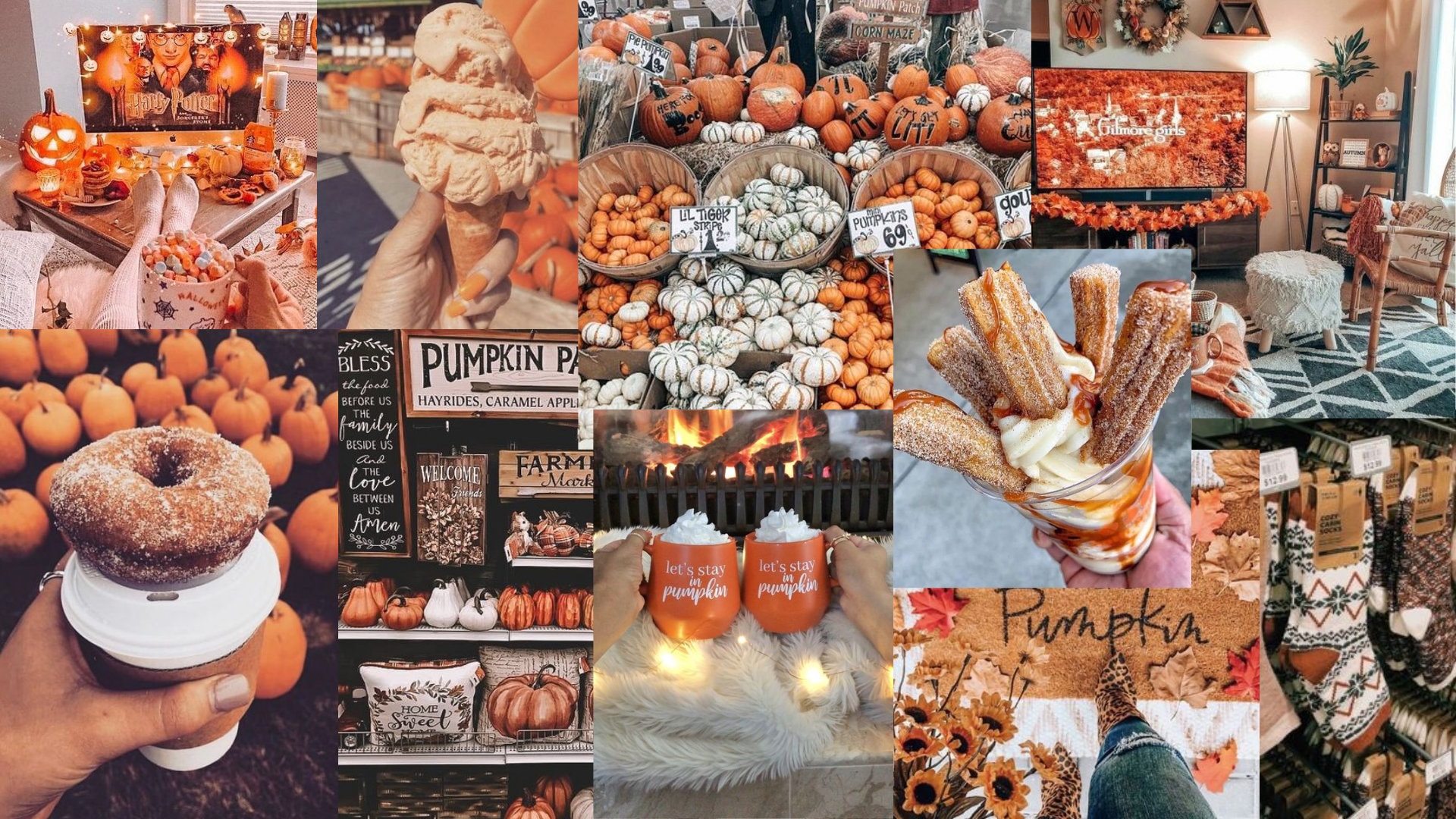 Aesthetic Warm & Cozy Fall Collage Digital Wallpaper for Lap - Etsy Ireland