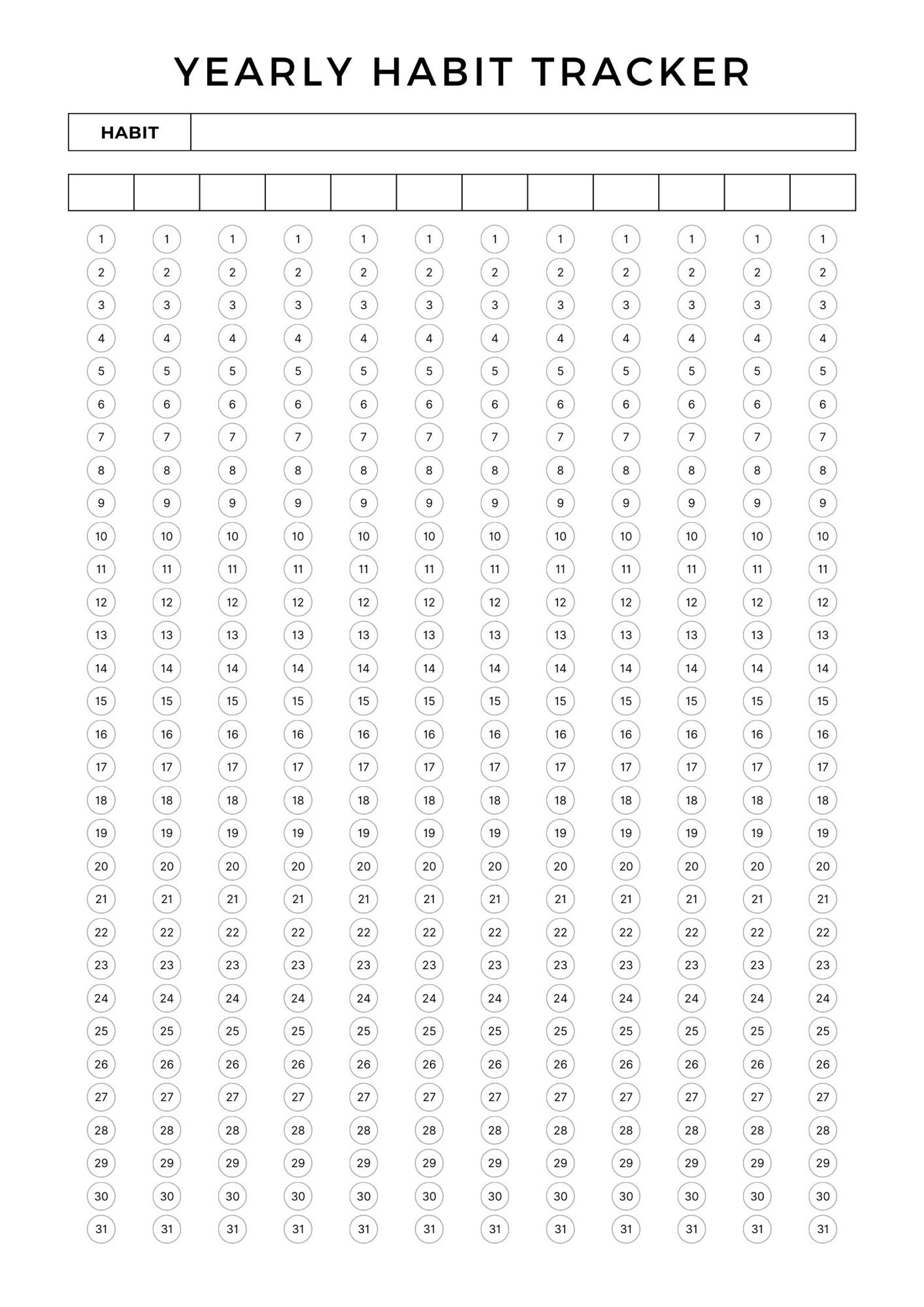 Yearly Habit Tracker - Etsy