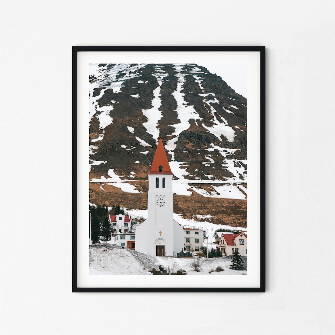 Iceland Clocktower | Iceland Prints | Mountain Wall Art | Travel Decor ...