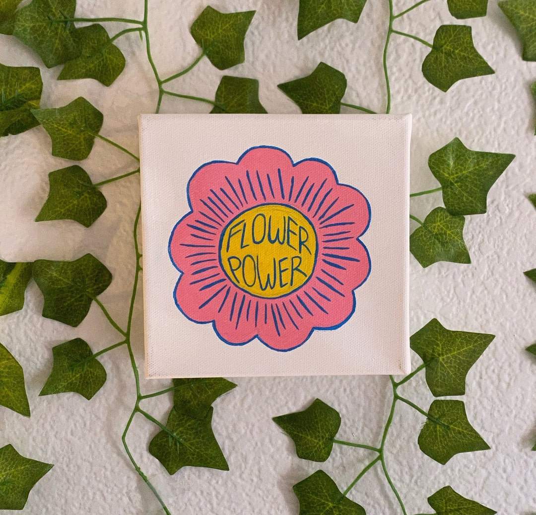 Aesthetic Flower Power Canvas Painting - Etsy