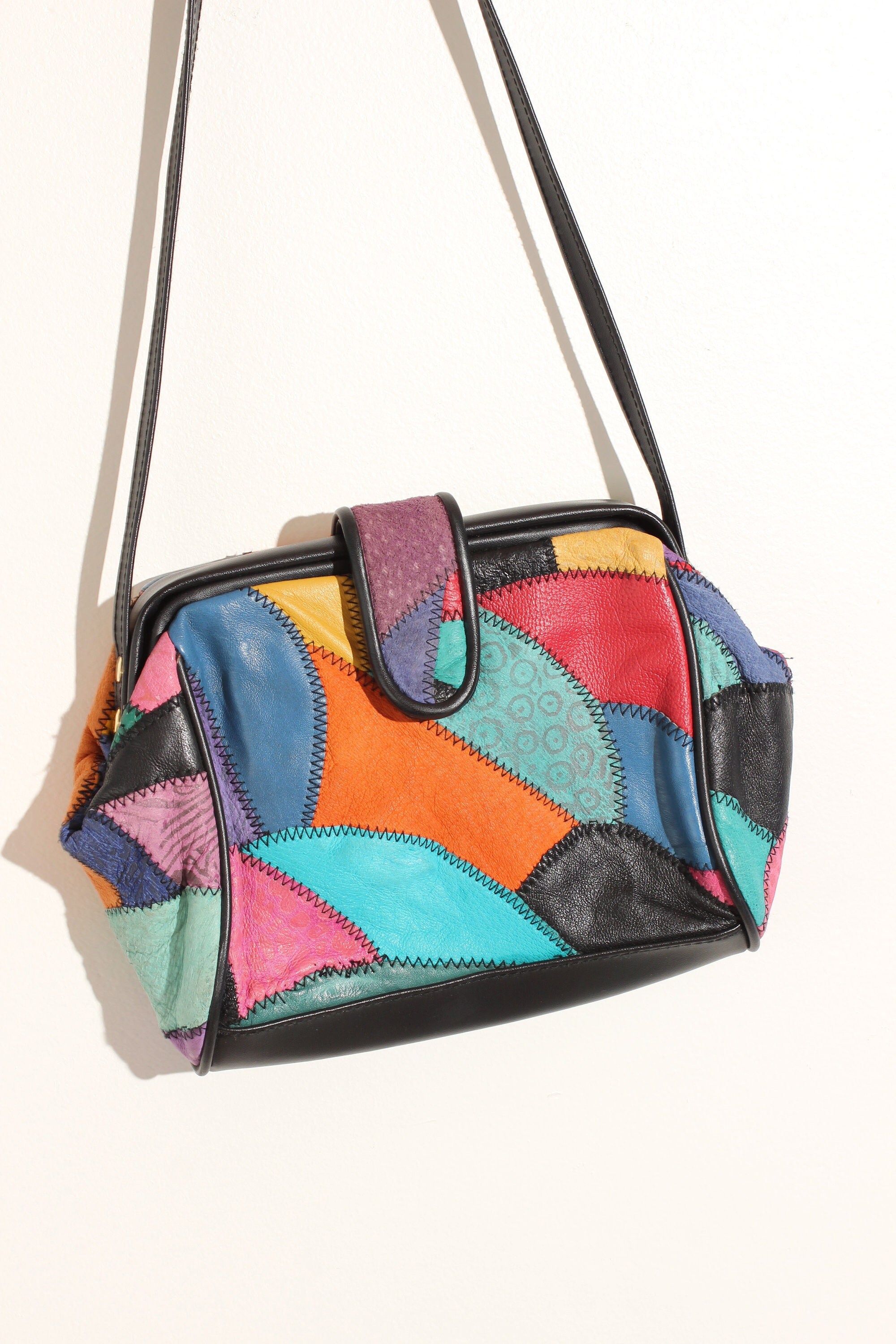 Vintage multi color patchwork leather purse - munimoro.gob.pe