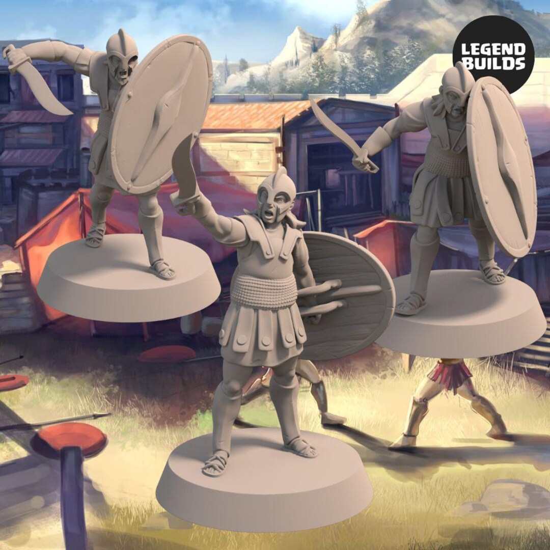 Soldiers of Nemis With Sword and Shield (3 Unique Miniatures ...