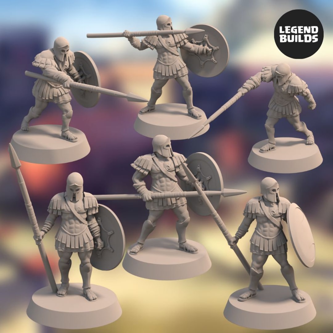 Realm of Eros Soldiers With Spears and Shields Bundle (6 Unique ...