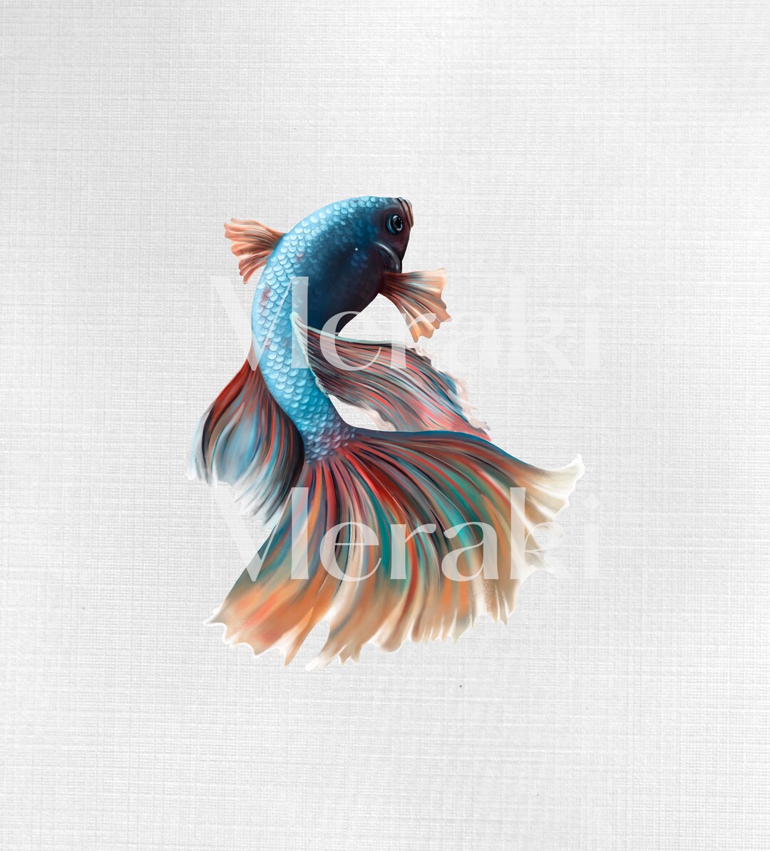 Blue Betta Fish Png, Jpg Digital DOWNLOAD | Clipart Download | Vintage ...