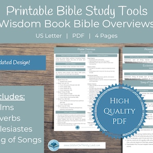 Wisdom Books Bible Study Printables - Etsy
