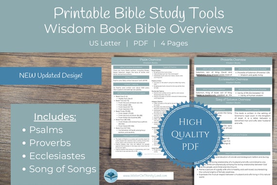 Wisdom Books Bible Study Printables - Etsy