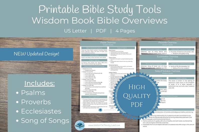 Wisdom Books Bible Study Printables - Etsy