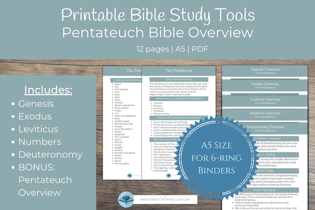 Pentateuch Bible Overview Printables, A5 6-ring Planner - Etsy