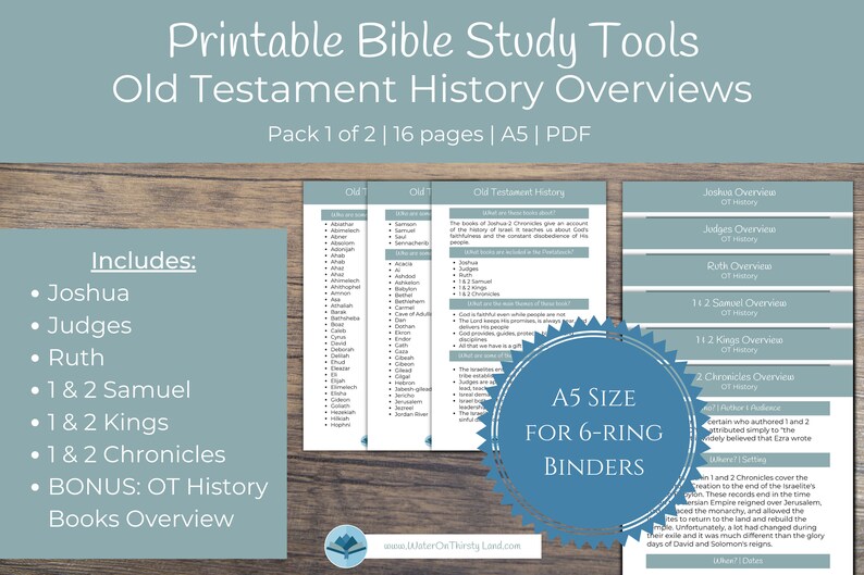 Old Testament History Bible Overview Printables, A5 6-ring Planner - Etsy