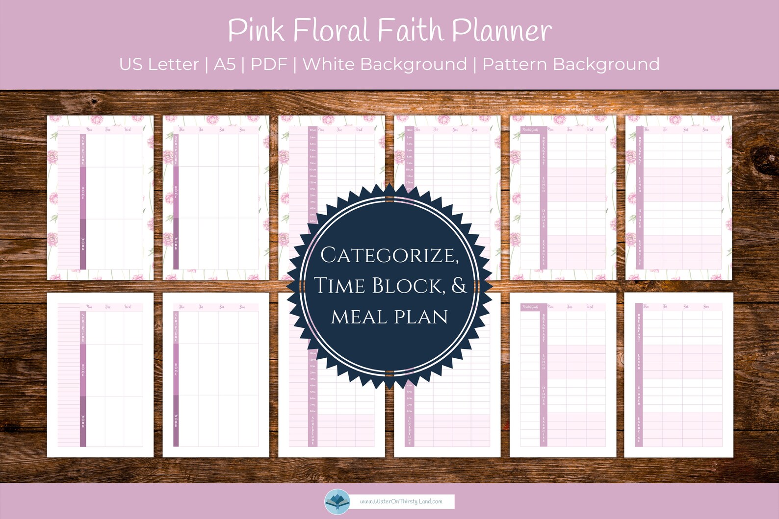 Pink Floral Faith Planner Printable - Etsy
