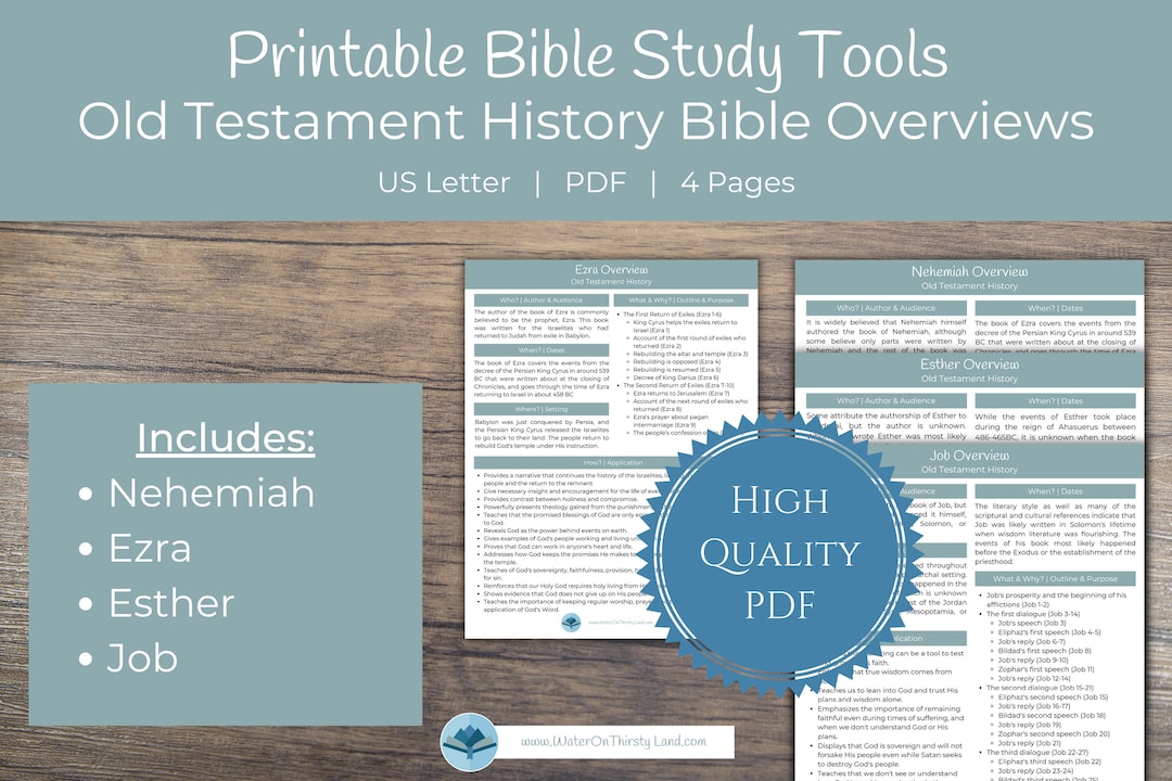 Old Testament History Books Overview Printables - Etsy