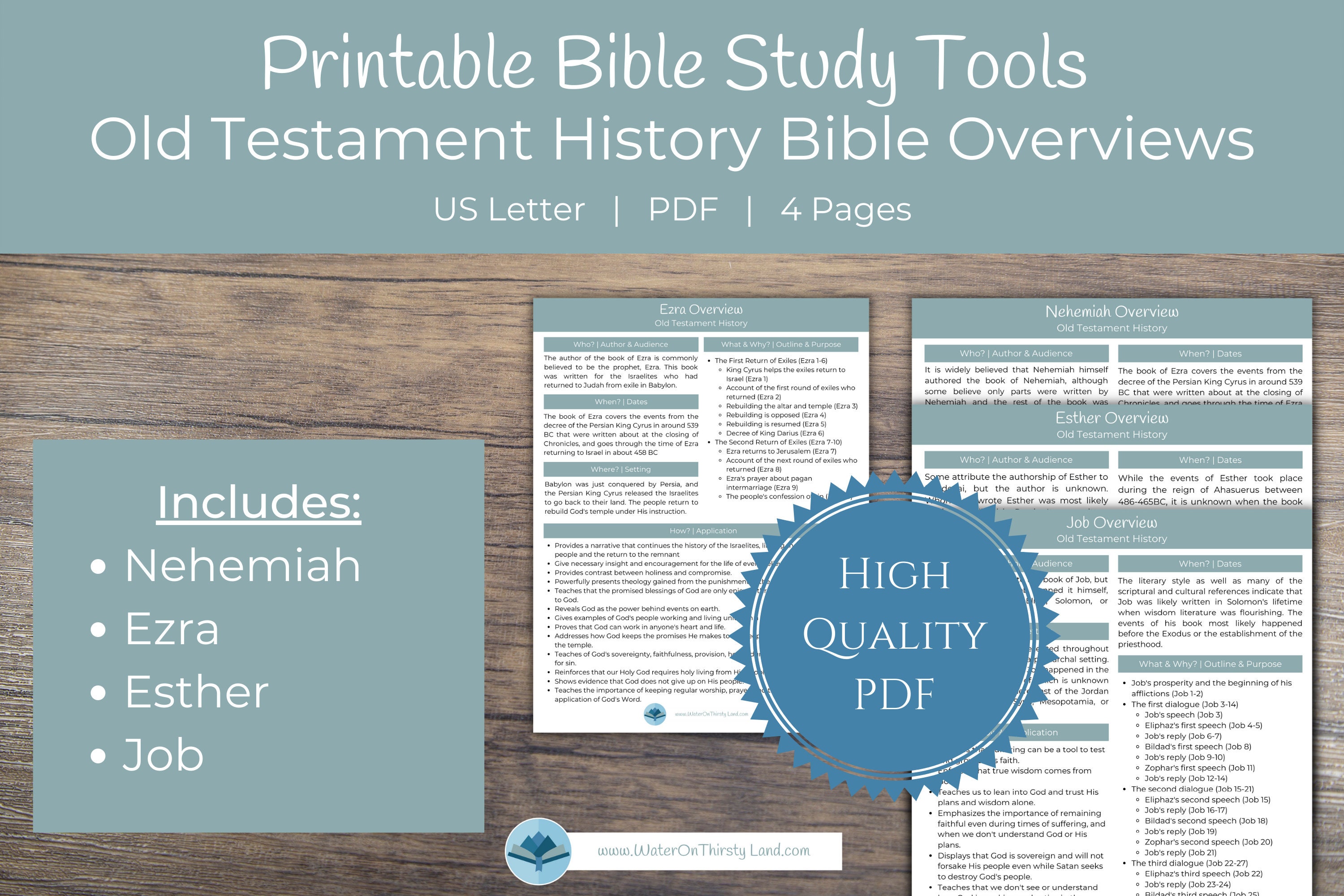 Old Testament History Books Overview Printables - Etsy