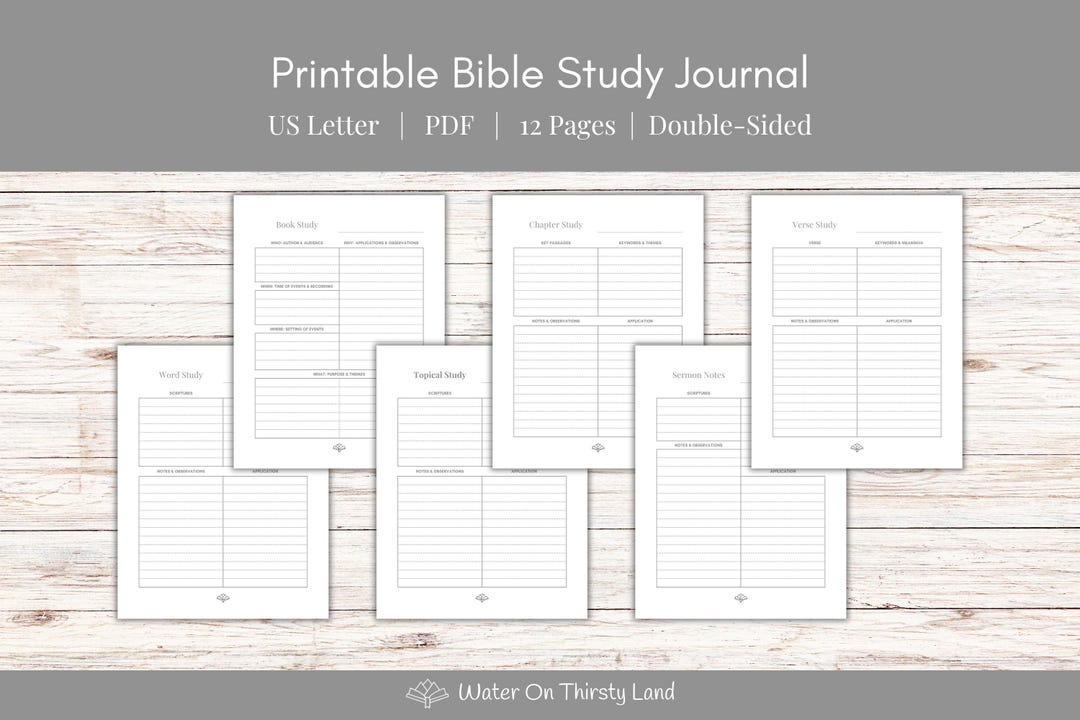 Printable Bible Study Journal, Greyscale - Etsy