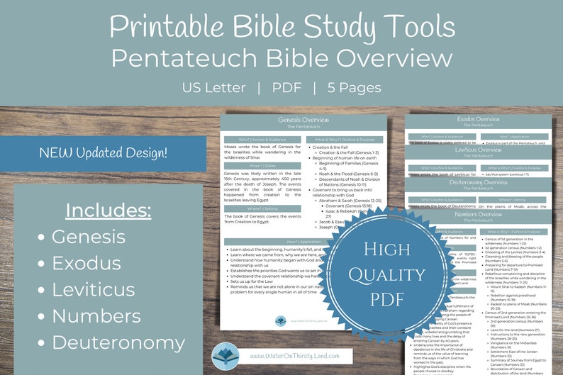 Pentateuch Bible Study Overview Printables - Etsy