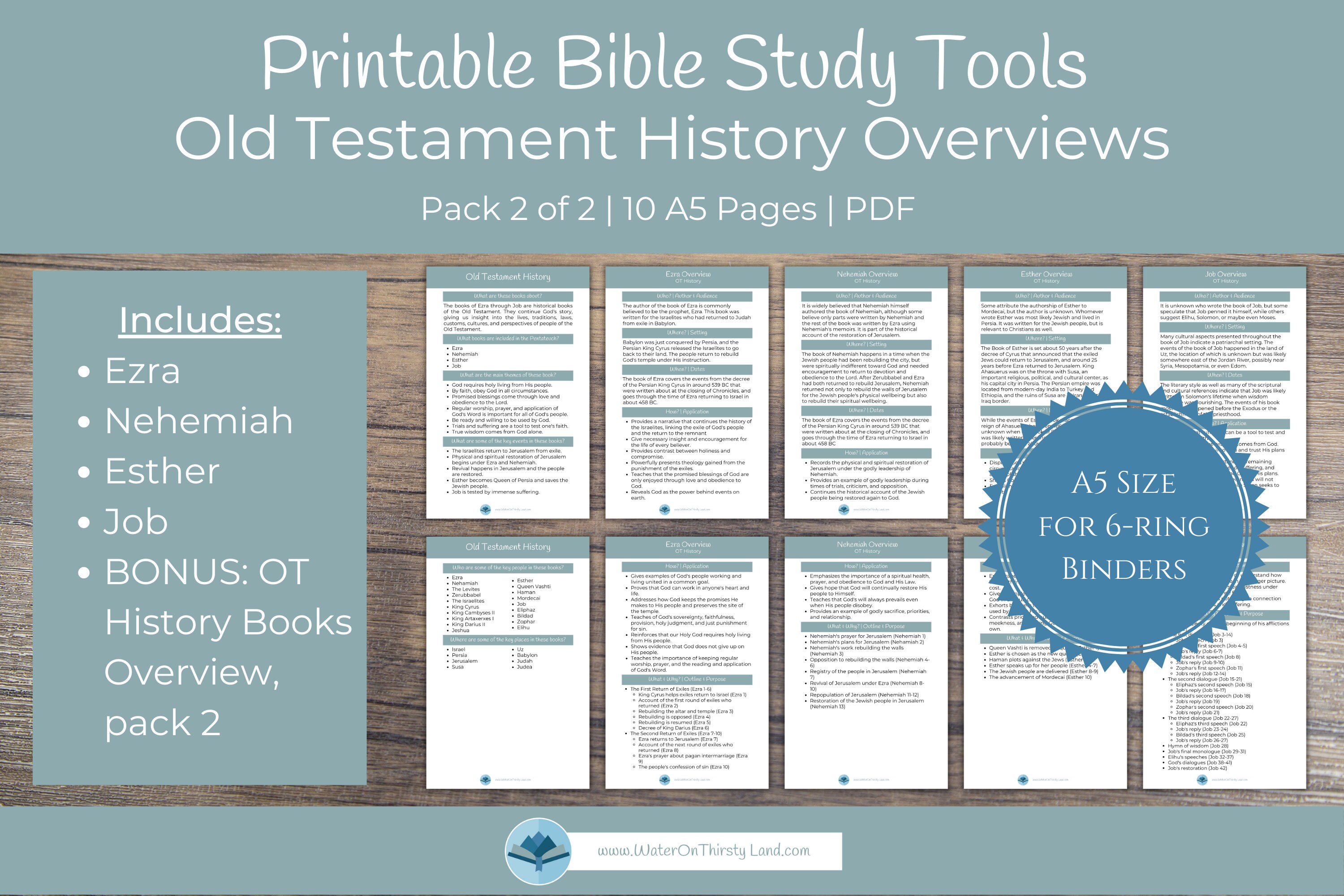 Old Testament History Pack 2 Bible Overview Printables A5 - Etsy