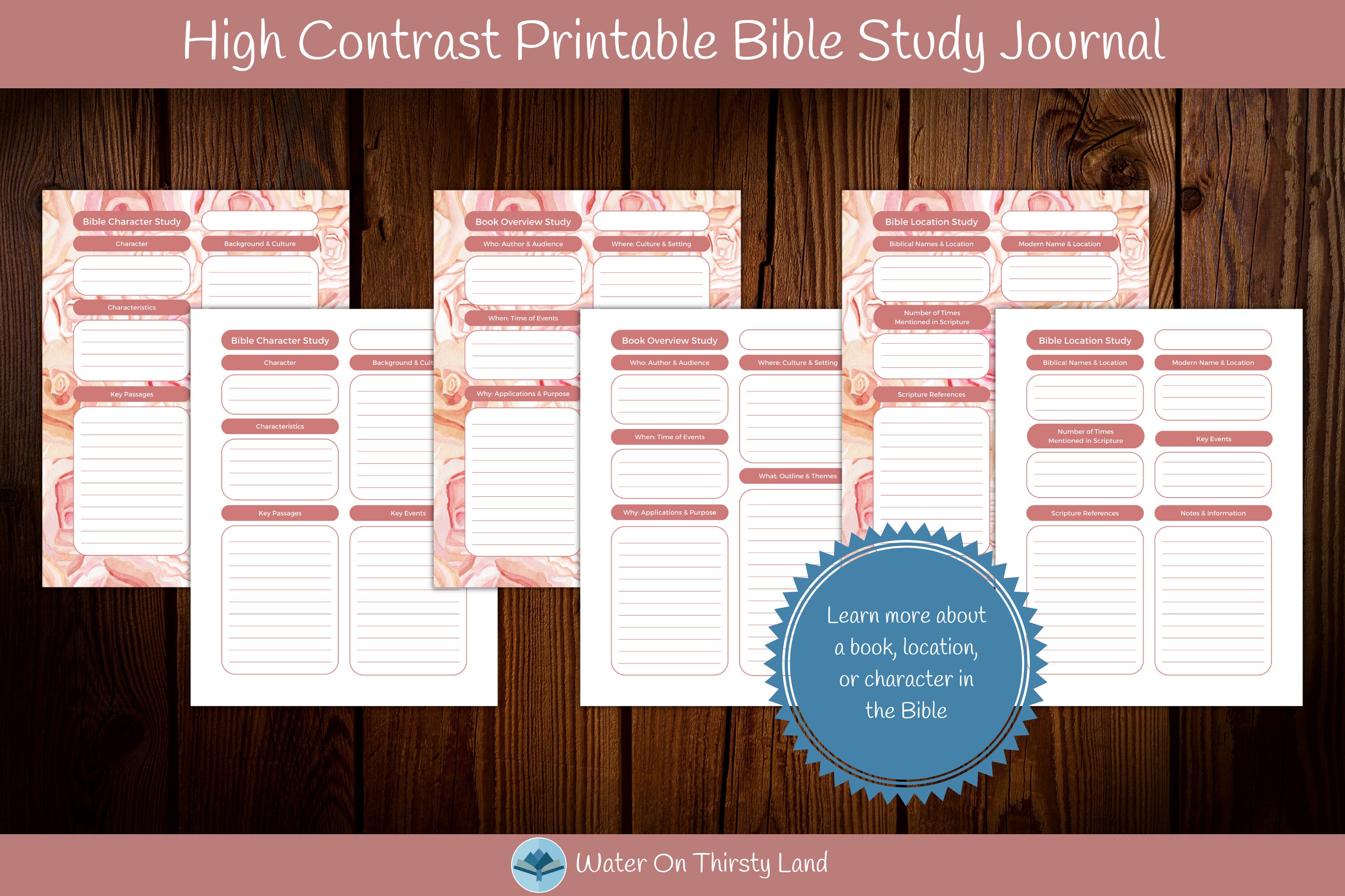 High Contrast Rose Bible Study Journal - Etsy