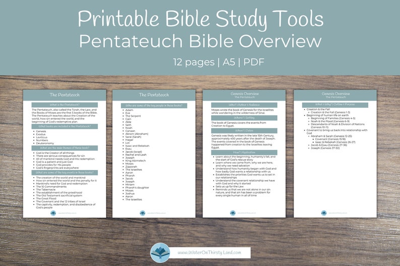 Pentateuch Bible Overview Printables, A5 6-ring Planner - Etsy