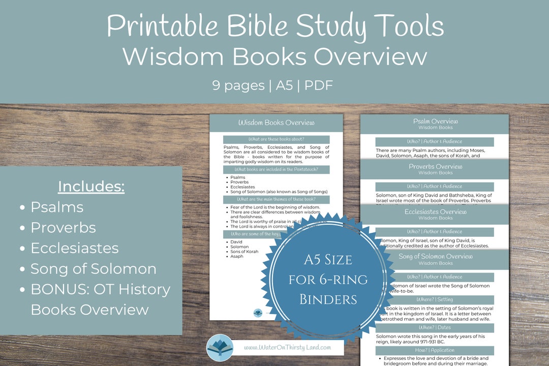 Wisdom Books of the Bible Overview Printables A5 6-ring - Etsy