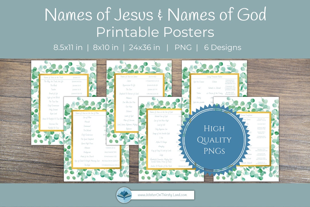 Names of God & Names of Jesus Christian Bible Poster Wall Art - Etsy
