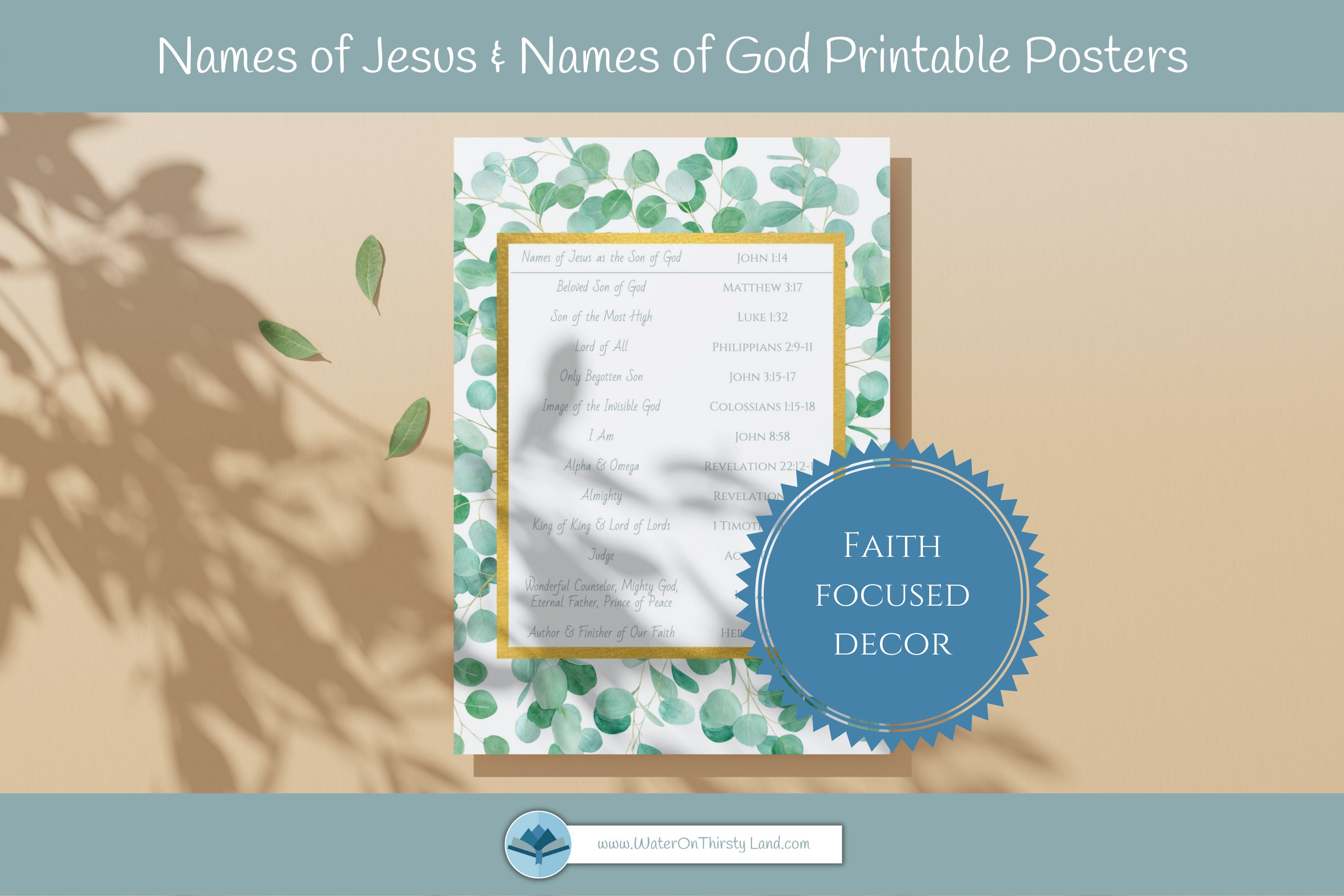 Names of God & Names of Jesus Christian Bible Poster Wall Art - Etsy