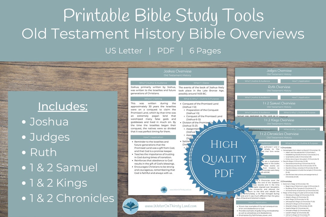 Old Testament History Bible Book Overview Printables - Etsy