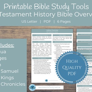 Old Testament History Bible Book Overview Printables - Etsy