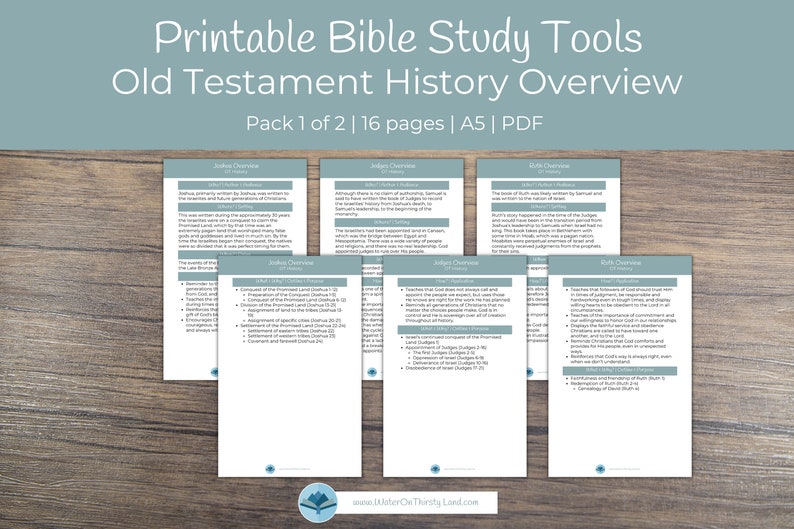 Old Testament History Bible Overview Printables, A5 6-ring Planner - Etsy