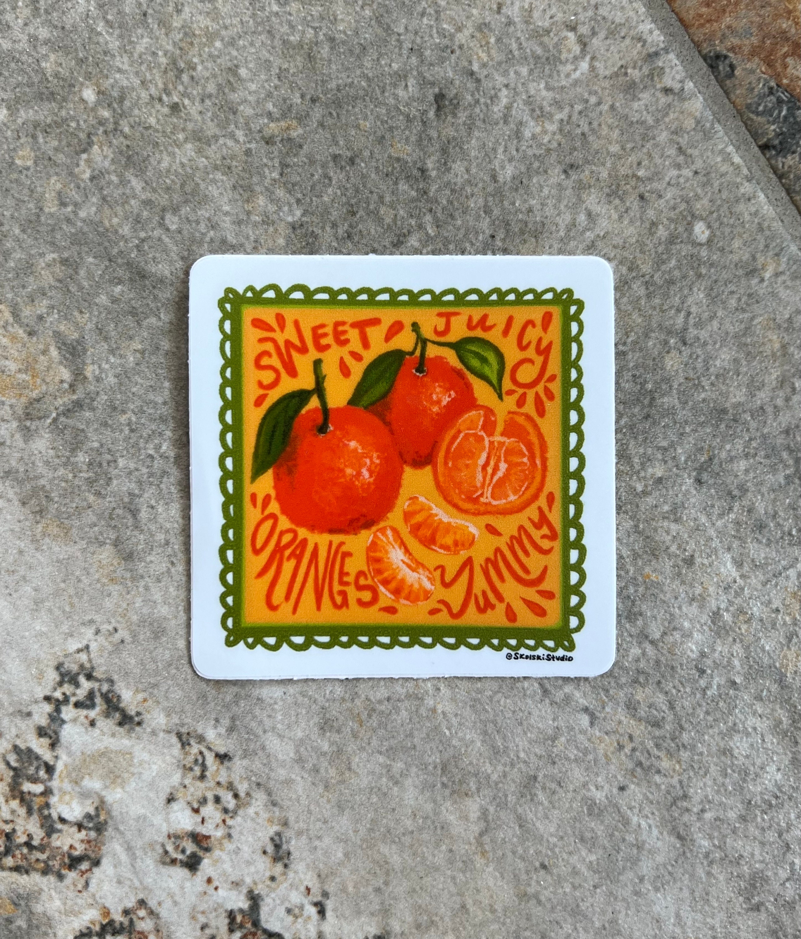 Oranges Fruit Sticker, Weatherproof Matte Vinyl Sticker - Etsy