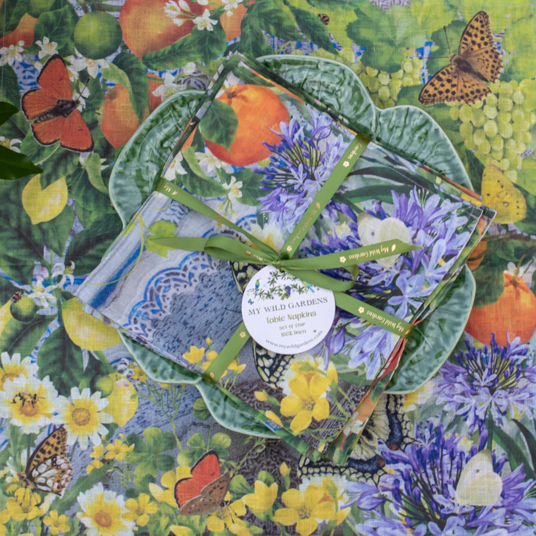 My Wild Spanish Garden 100% Linen Table Napkins (set of Four) - Etsy