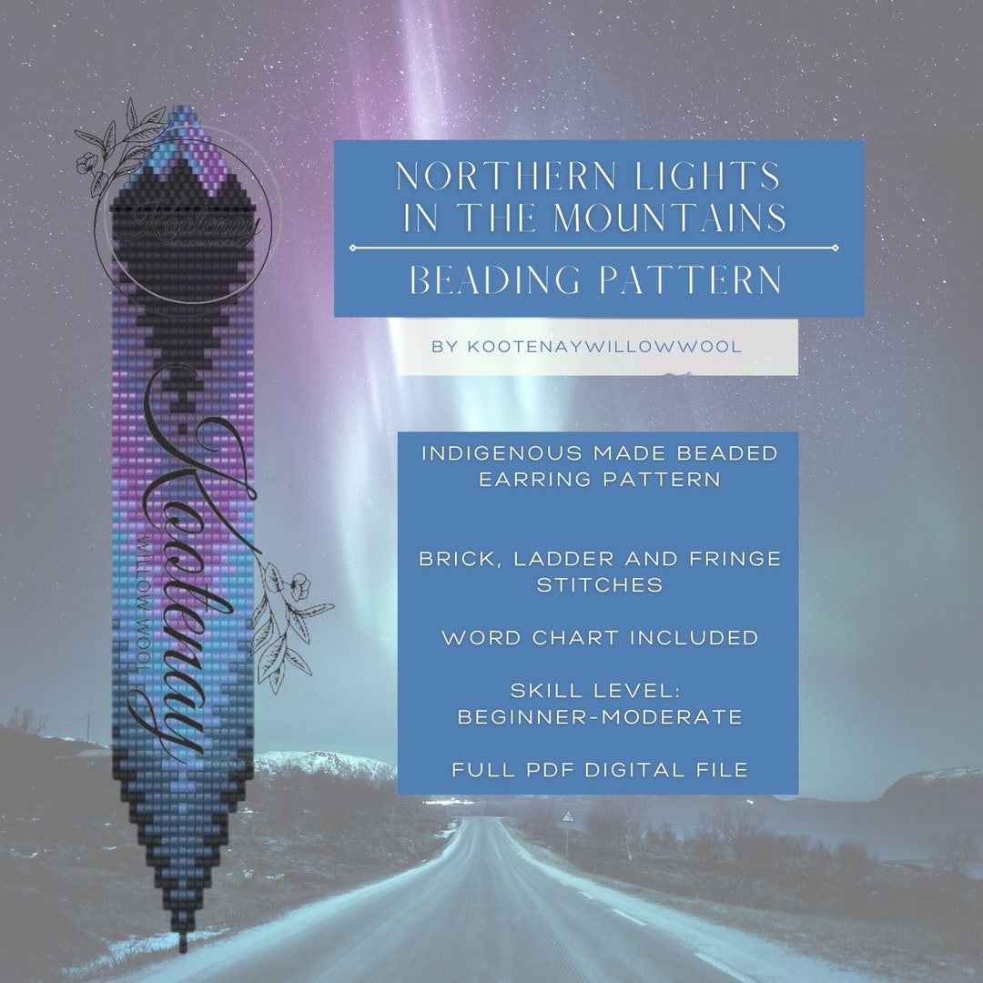 Northern Lights in the Mountains Digital PDF Beading Pattern Indigenous ...
