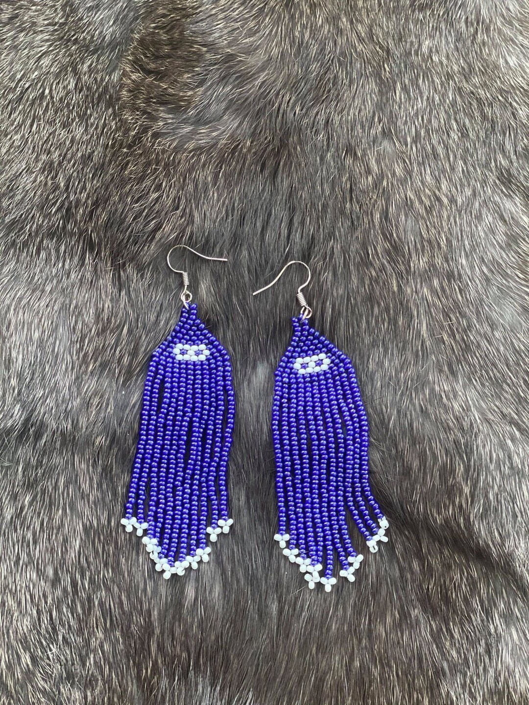 Métis Pride Fringe Beaded Earrings Metis Flag Metis Art Seed Bead ...