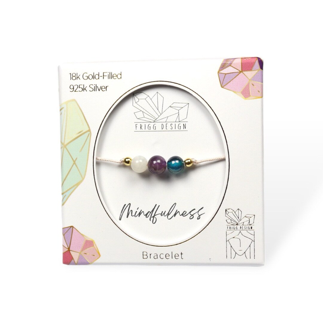 Mindfulness Bracelet: Amethyst, Moonstone & Blue Agate Silk Cord - Etsy