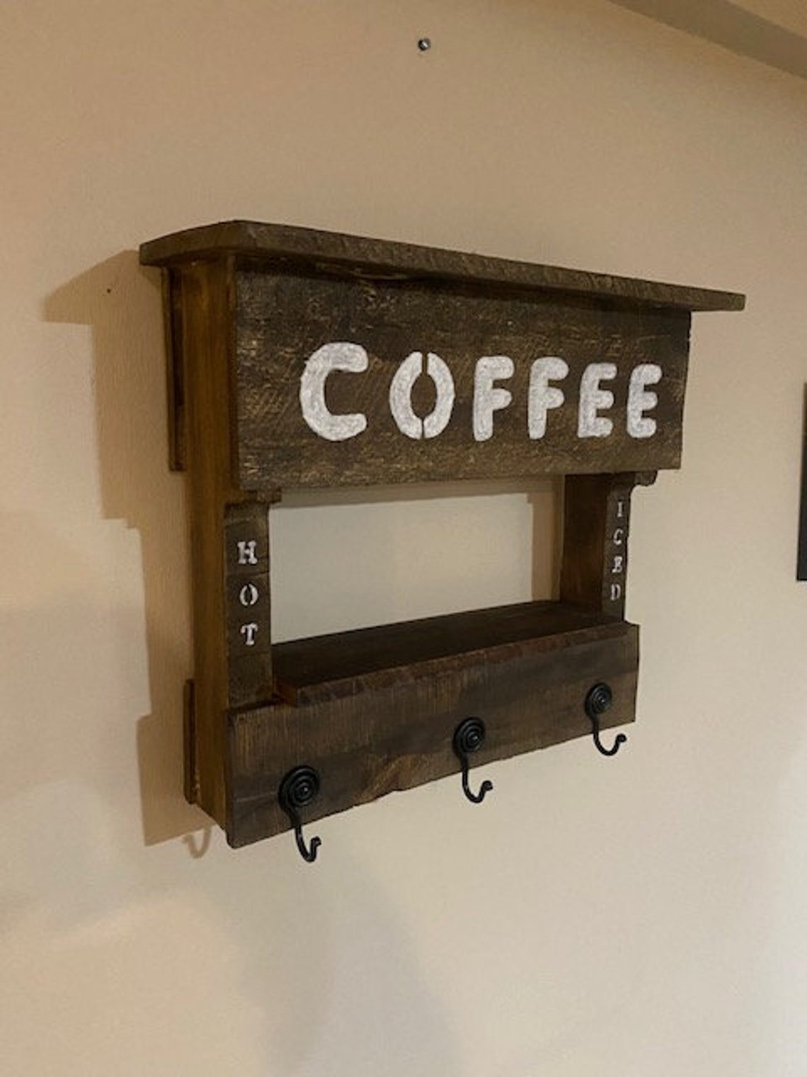 Rustic Pallet Coffee Station, Rustic Pallet Shelf, Wood Shelf, Pallet ...