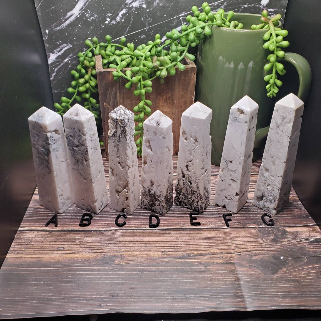 Dendritic White Agate Towers With Druzy - You Choose - Etsy