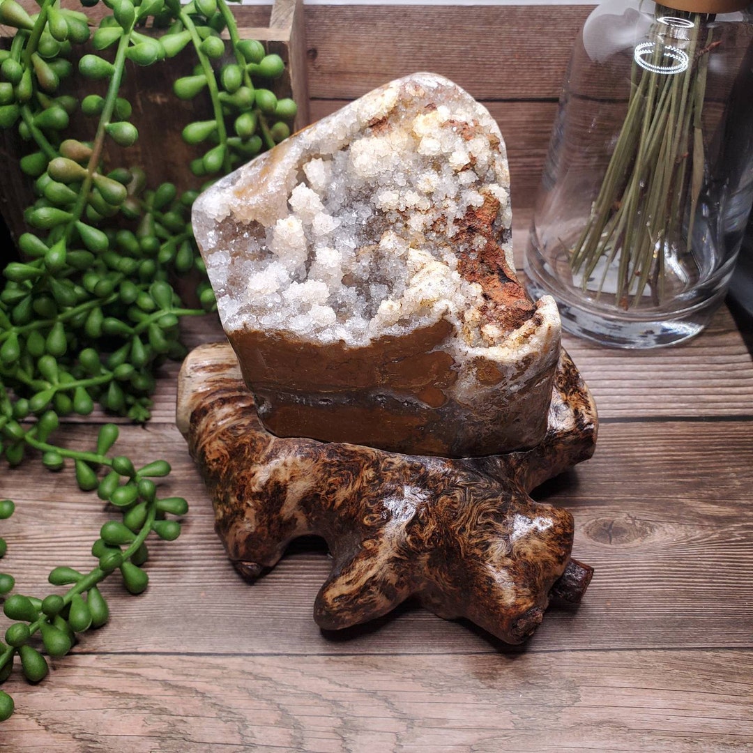 Jasper With Clear Quartz - Comes With Wood Stand - Etsy