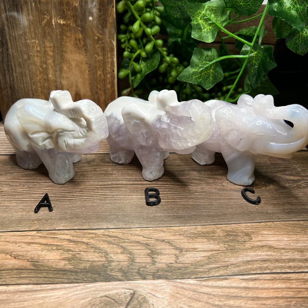 Agate Elephants With Amethyst - Etsy