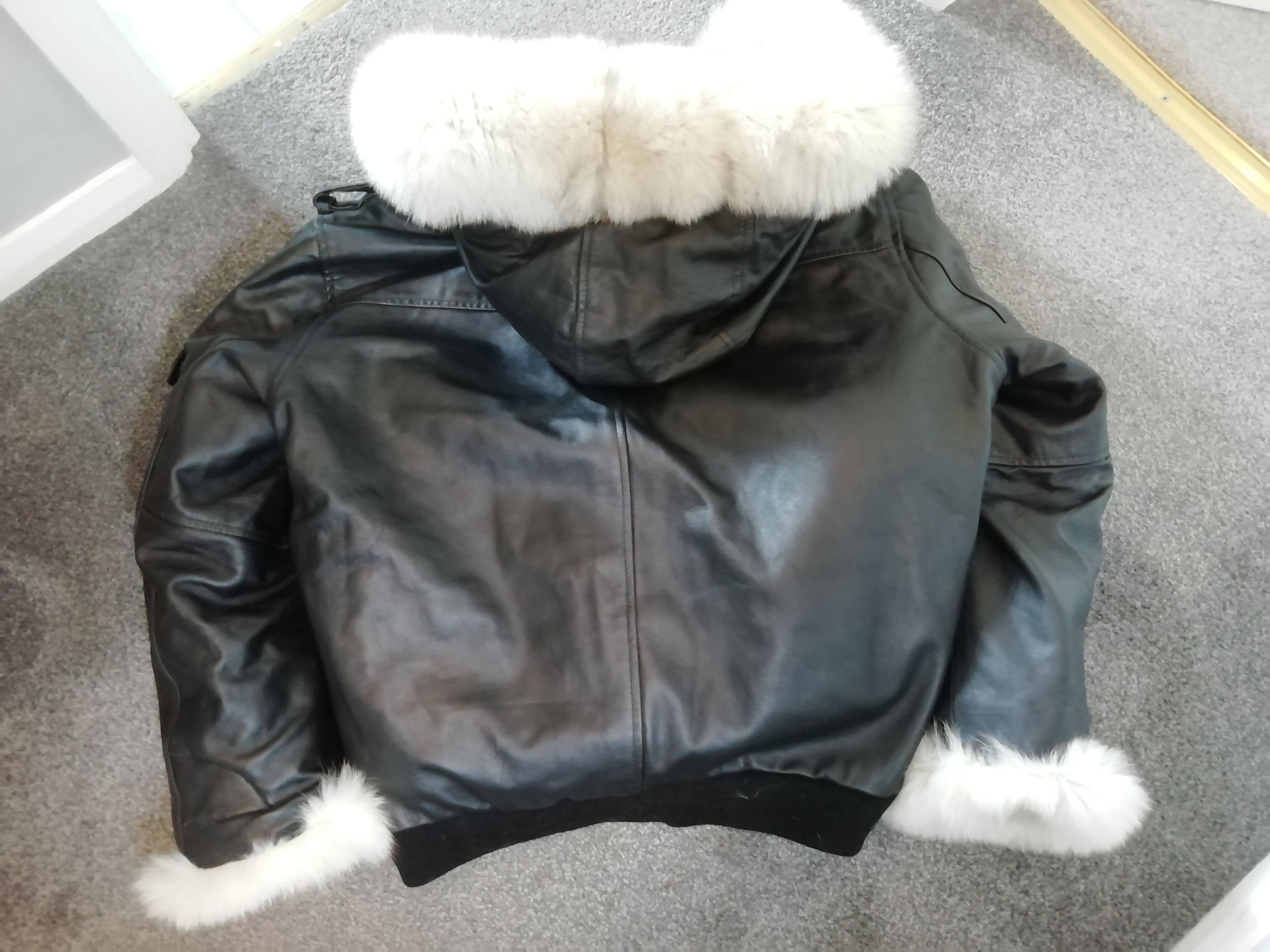 Awesome Reversible Arctic Blue Fox Fur Lined Hooded Men's Leather Coat ...