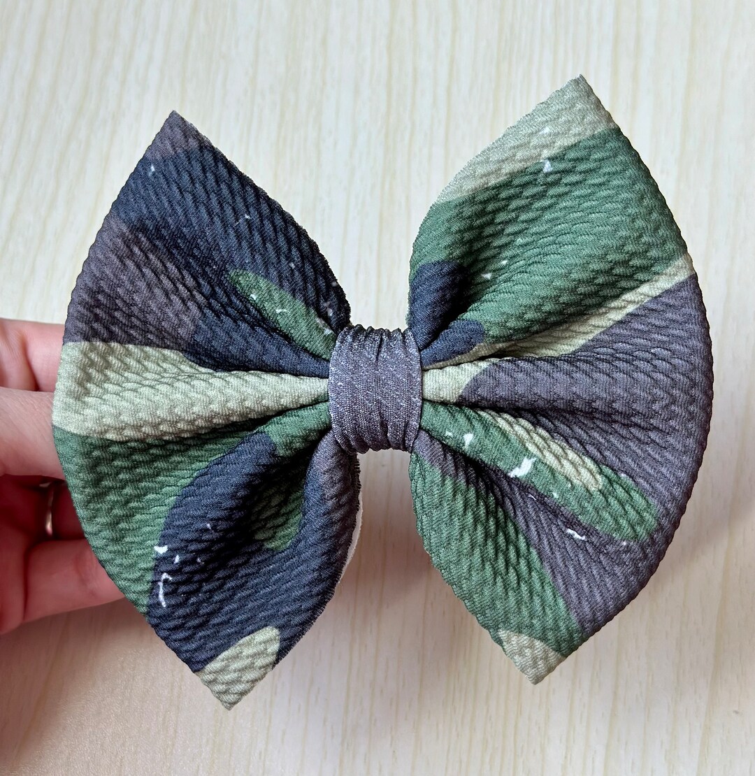 Camo Green Hair Bow Classic Hair Bow Oversized Bow 5 - Etsy