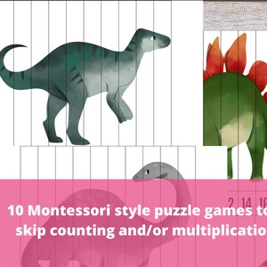 Dinosaurs Skip Counting Puzzle Games Printable Montessori | Etsy