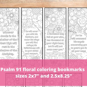 Psalm 91 Coloring Bible Verse Bookmarks Printable, Floral Scripture ...