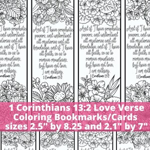 Love Bible Verse Coloring Bookmarks 1 Corinthians 13, Intricate Flowers ...
